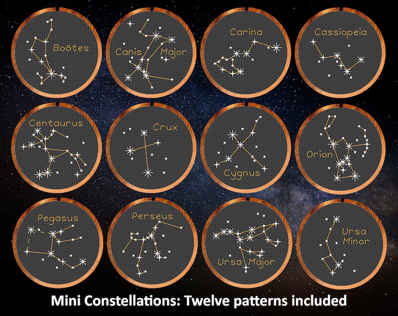 Mini Constellations Cross Stitch Patterns Set of 12 Patterns - Etsy