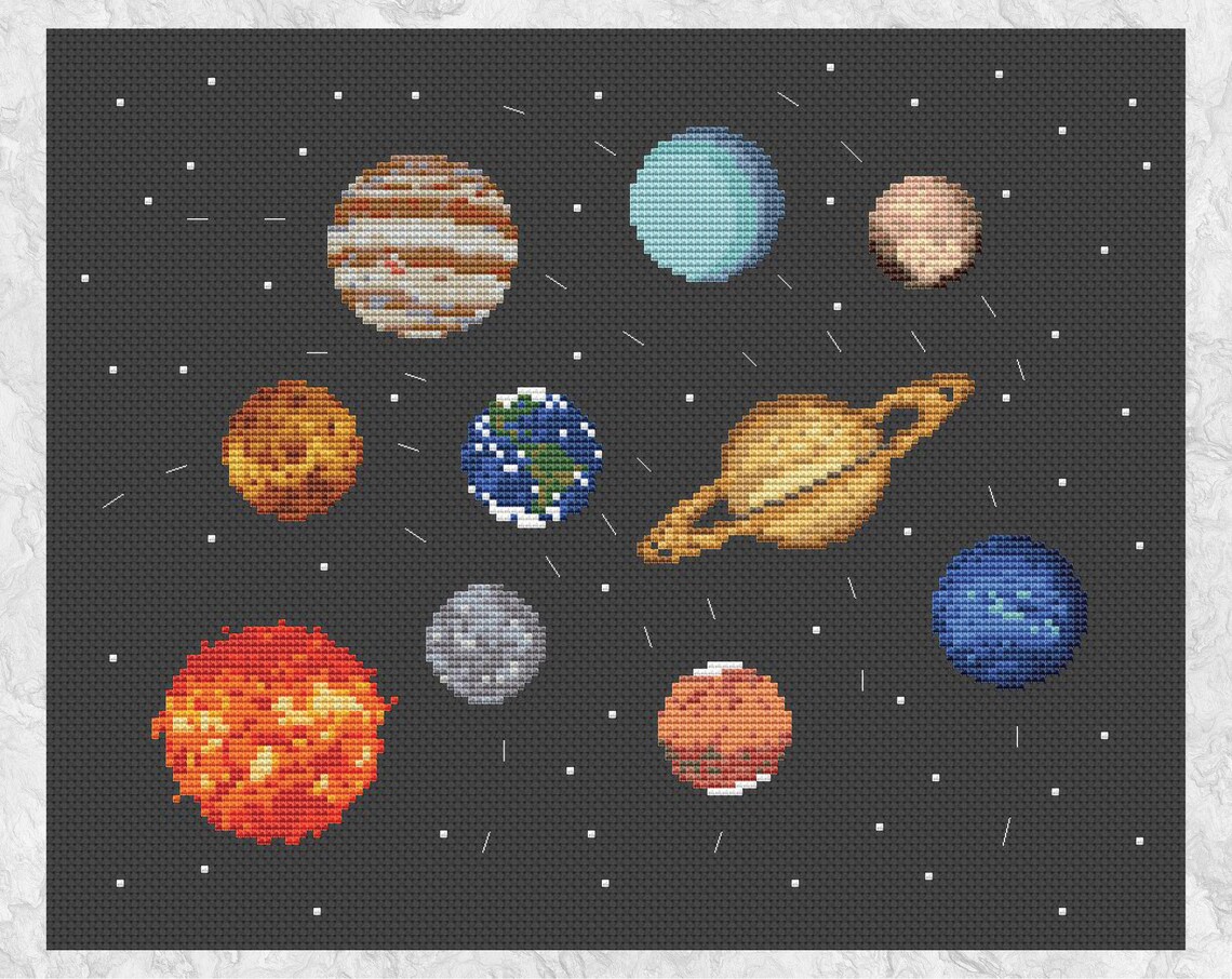 Planets Cross Stitch Pattern, the Solar System, Astronomy and Space ...
