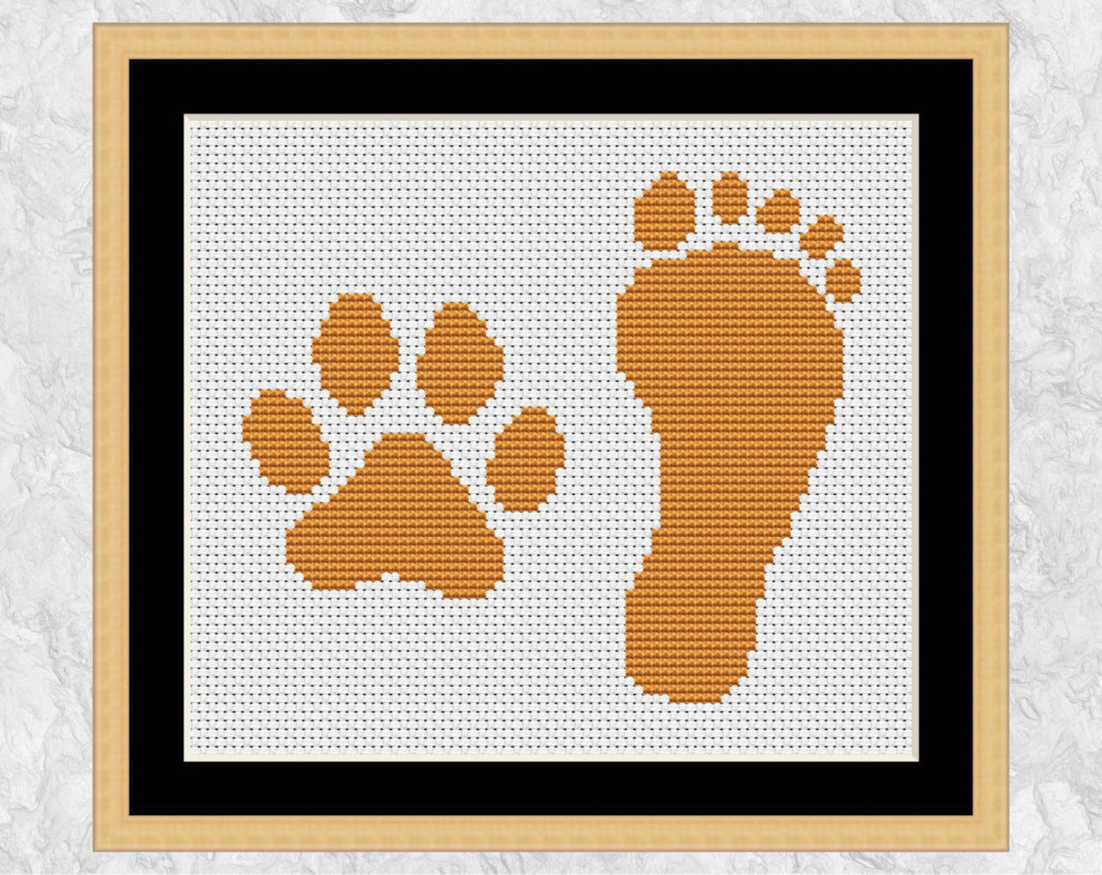 Paw Footprint Cross Stitch Pattern, Counted Cross Stitch Silhouette ...