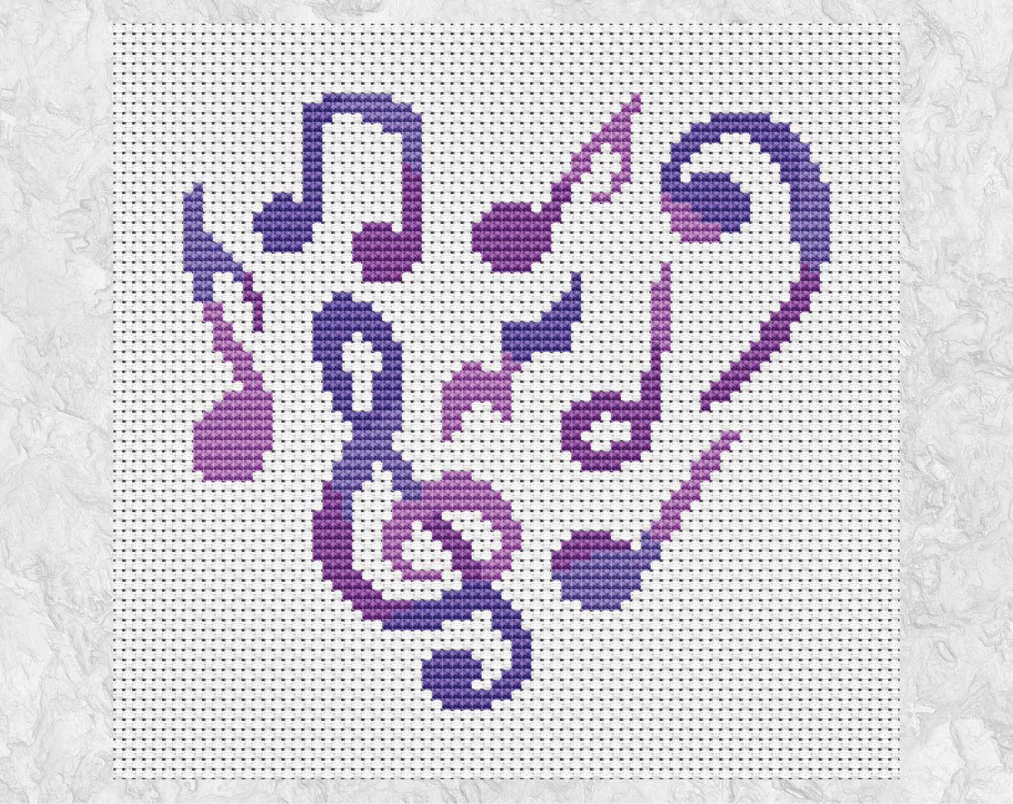 Music Heart Cross Stitch Pattern Musical Notes Three Colour - Etsy
