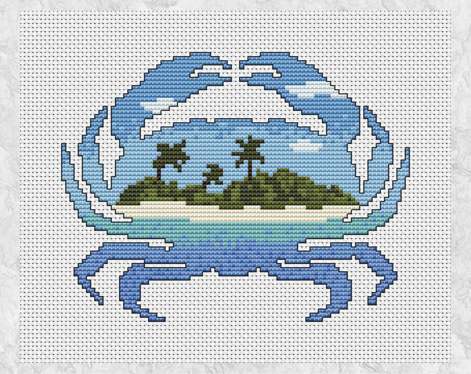 Crab Cross Stitch Pattern, Modern Beach Counted Cross Stitch Chart ...