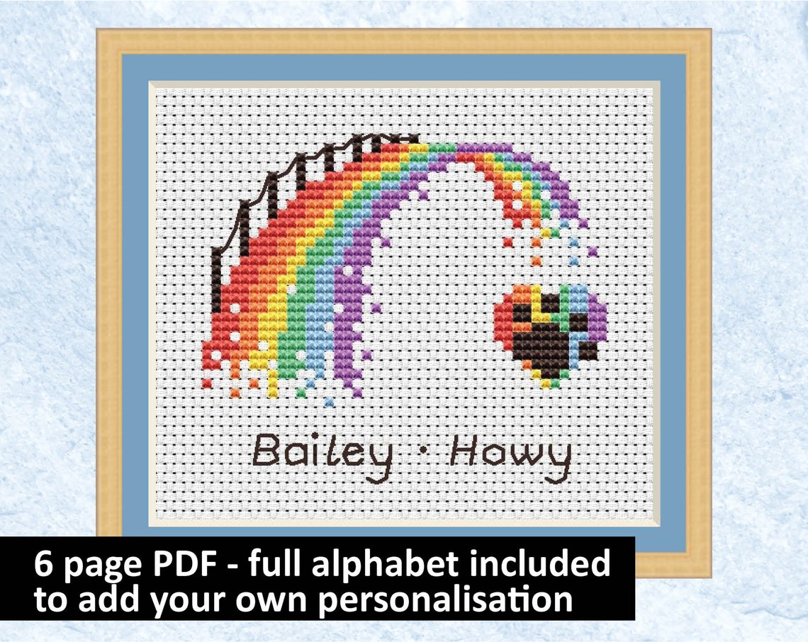 Personalised Rainbow Bridge Cross Stitch Pattern Custom Pet | Etsy