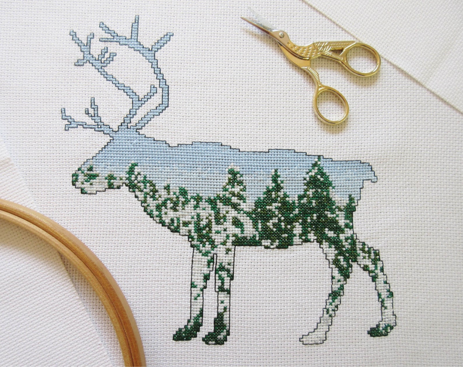 Reindeer Cross Stitch Pattern Christmas Counted Cross Stitch - Etsy