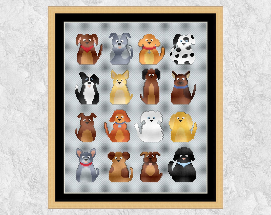 Funky Dogs Cross Stitch Pattern - Fun Mini Dog Motifs to Form One ...
