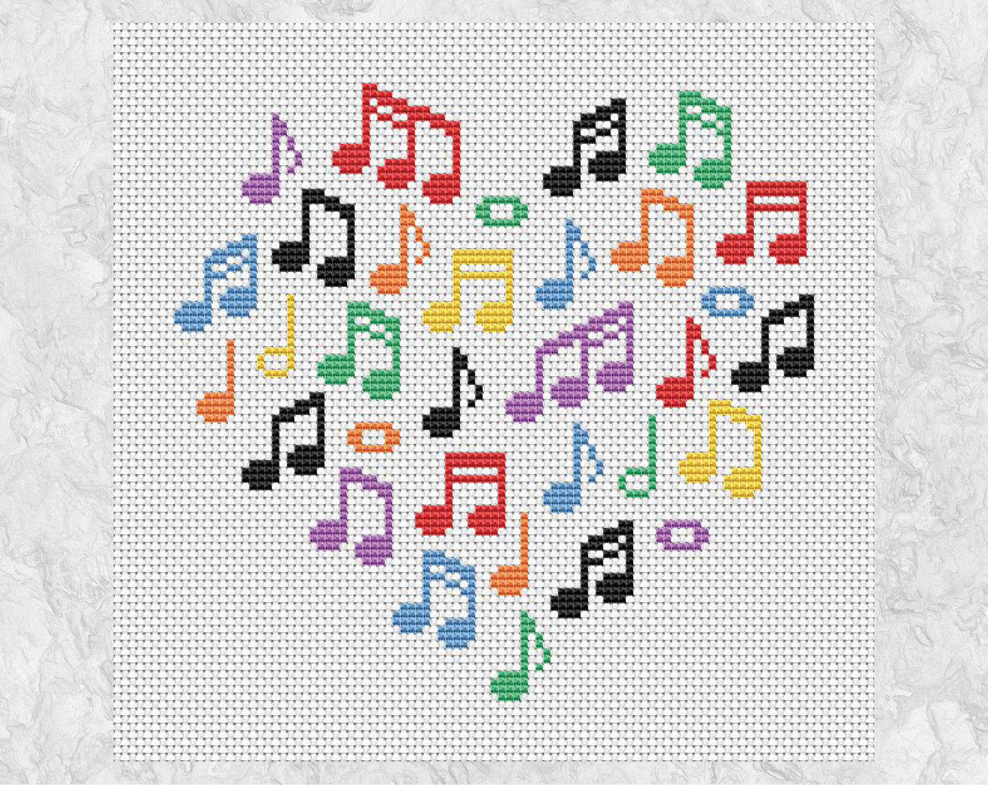 Music Notes Heart Cross Stitch Pattern Modern Musical Counted - Etsy