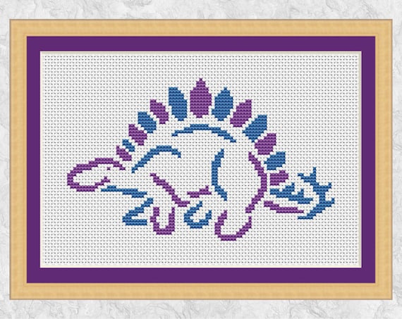 Dinosaur cross stitch pattern modern cartoon stegosaurus | Etsy