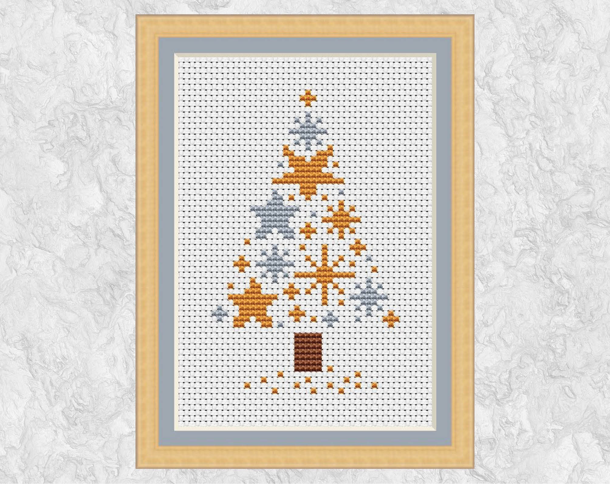 Mini Christmas Trees Cross Stitch Patterns, Stars and Snowflakes ...