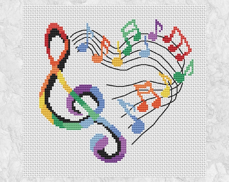 Heart of Music Cross Stitch Pattern Instant Download PDF - Etsy