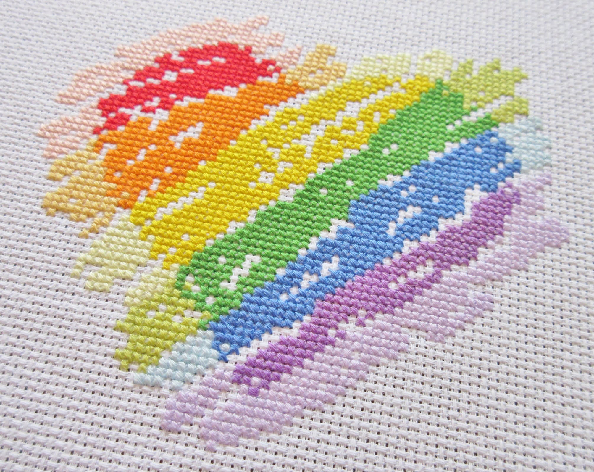 Rainbow Heart Cross Stitch Kit, Modern Embroidery Kit, Learn to Cross ...