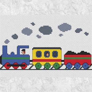Steam Train Cross Stitch Pattern PDF, Printable Counted Cross Stitch ...