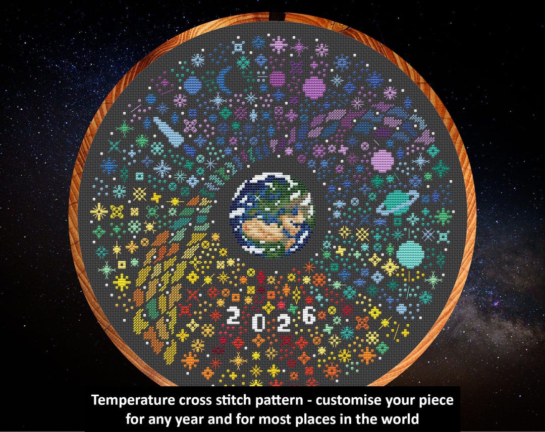 Temperature Cross Stitch Pattern - Rainbow Temperature Night Sky ...