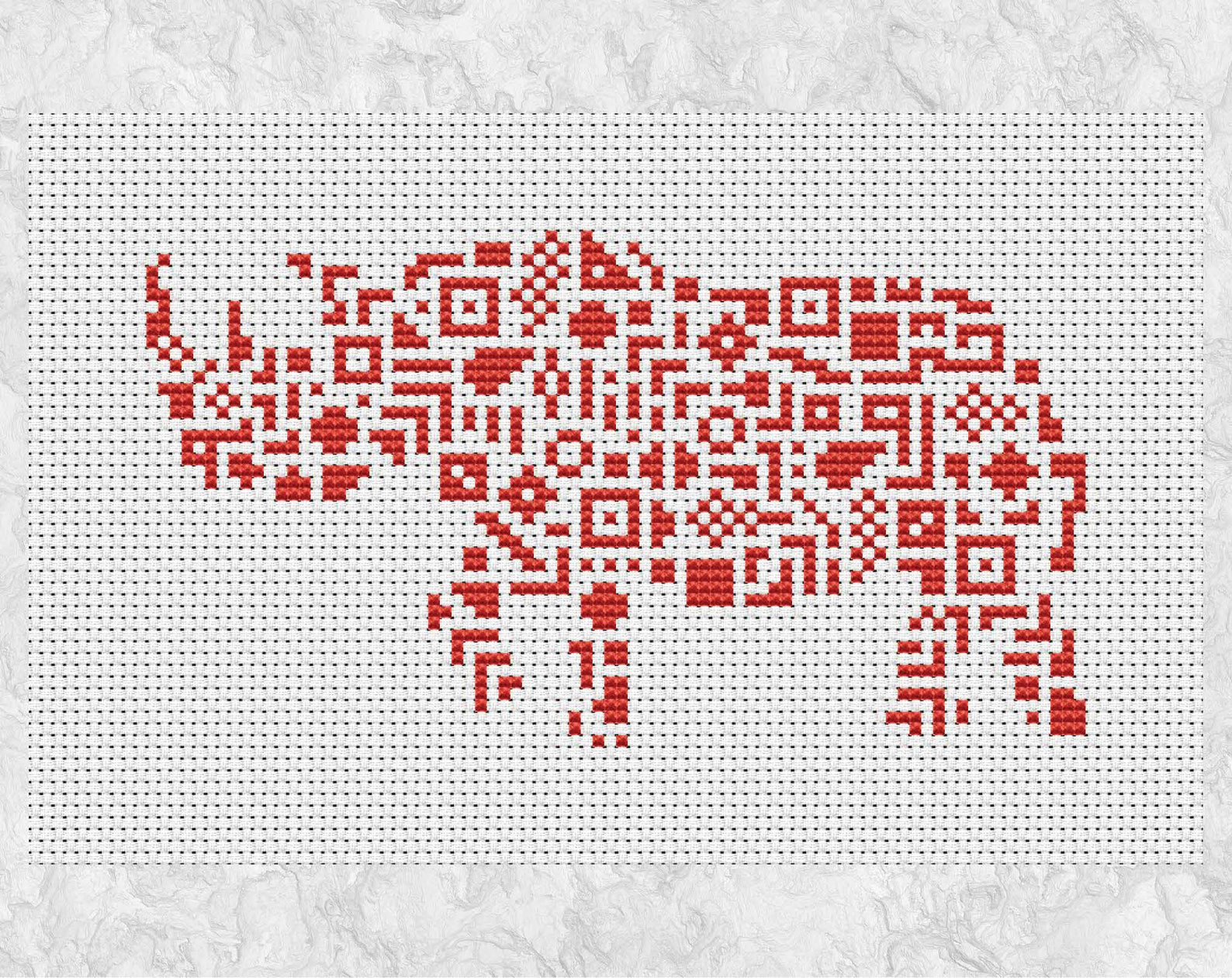 Geometric Rhino Cross Stitch Pattern, Modern Tribal Design, Monochrome ...