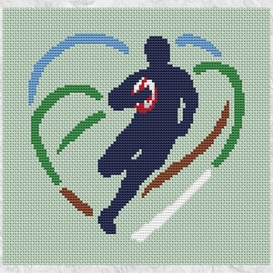 Rugby Heart Cross Stitch Pattern, Gift for Rugby Player, Sport Chart ...
