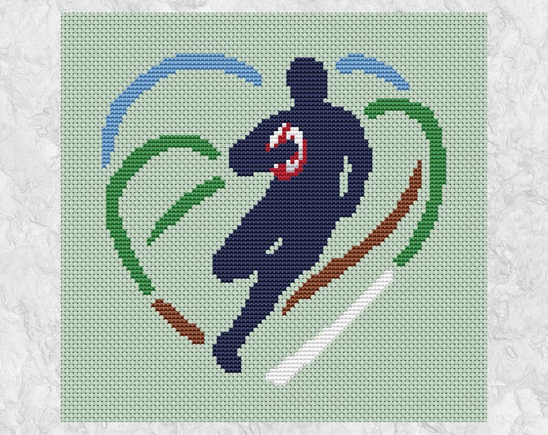 Rugby Heart Cross Stitch Pattern, Gift for Rugby Player, Sport Chart ...