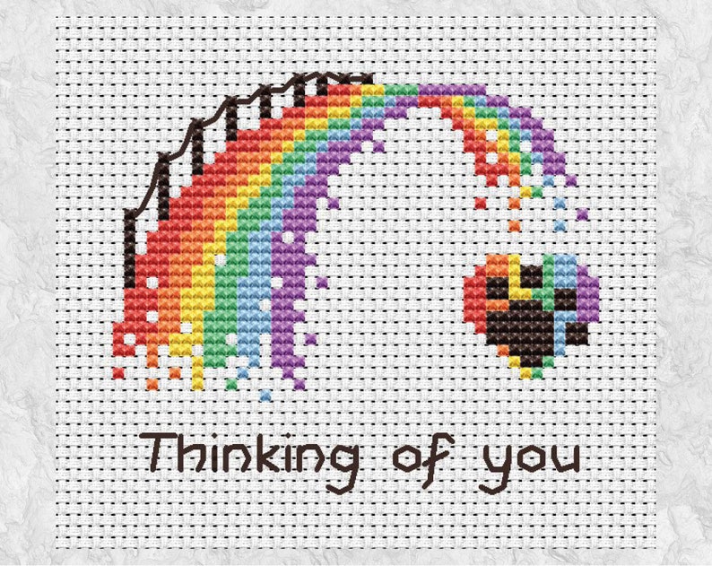 Rainbow bridge cross stitch pattern mini pet loss cross | Etsy
