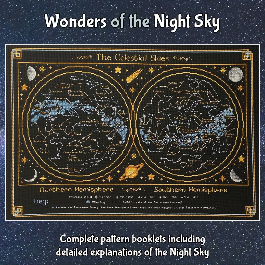 Wonders of the Night Sky Cross Stitch Pattern, Constellations and Stars ...