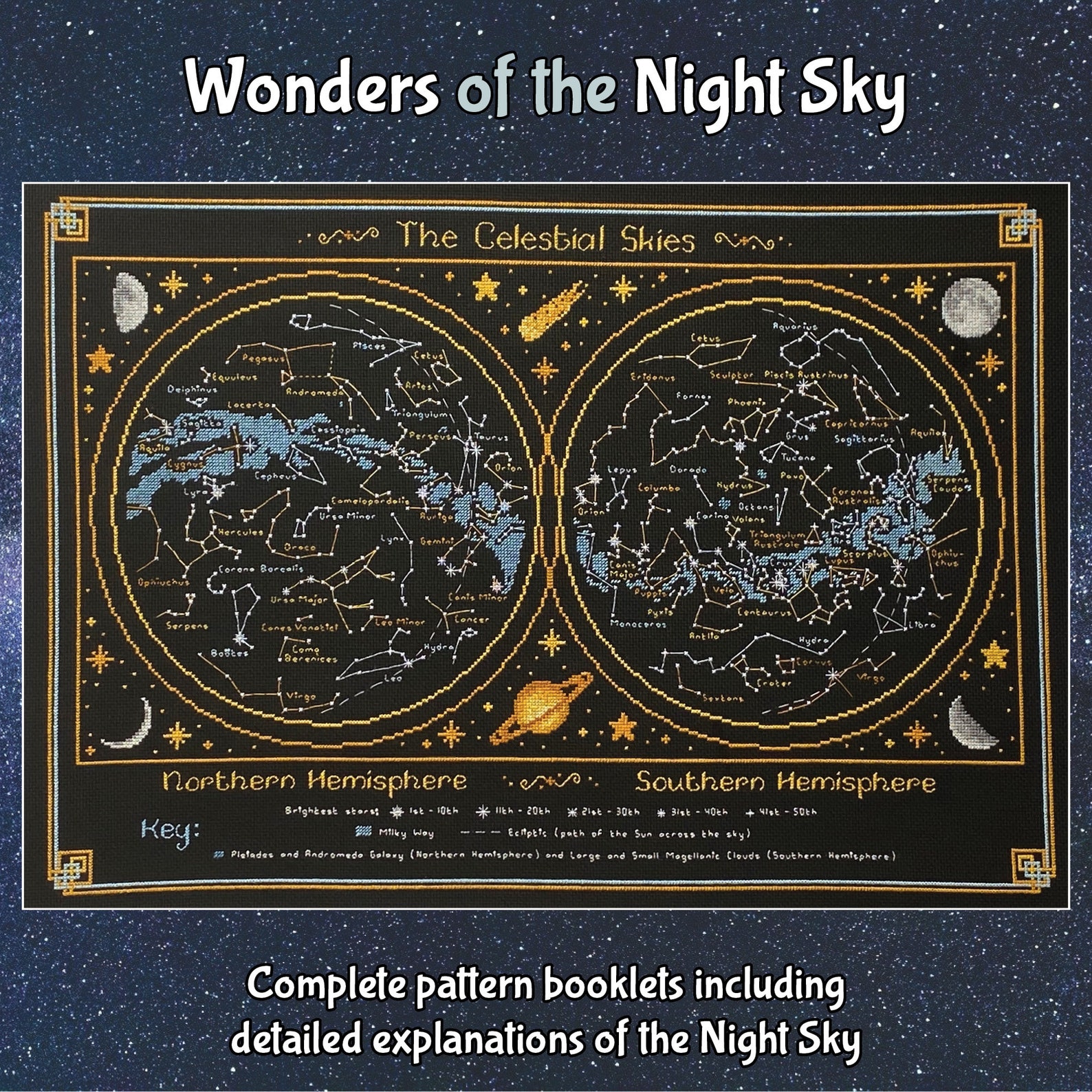 Wonders of the Night Sky Cross Stitch Pattern, Constellations and Stars ...