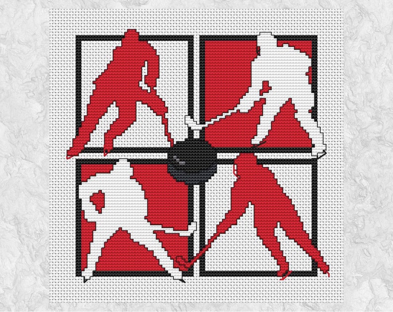 Ice Hockey Cross Stitch Pattern Hockey Players Silhouettes - Etsy