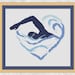 Swimming Cross Stitch Pattern, Gift for Swimmer, Sport Heart Chart ...