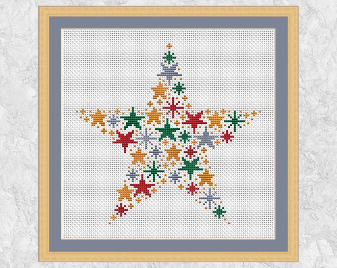 Christmas Star Cross Stitch Pattern, Modern Christmas Cross Stitch ...