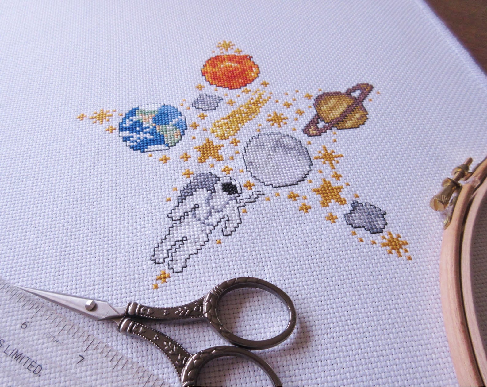 Space Star Cross Stitch Pattern astronaut Version Astronomy, Stars ...