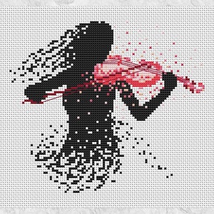 Violin Cross Stitch Pattern (female), Music Counted Cross Stitch Chart ...
