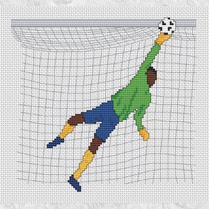 Football Cross Stitch Pattern, Modern Goalkeeper Counted Cross Stitch ...