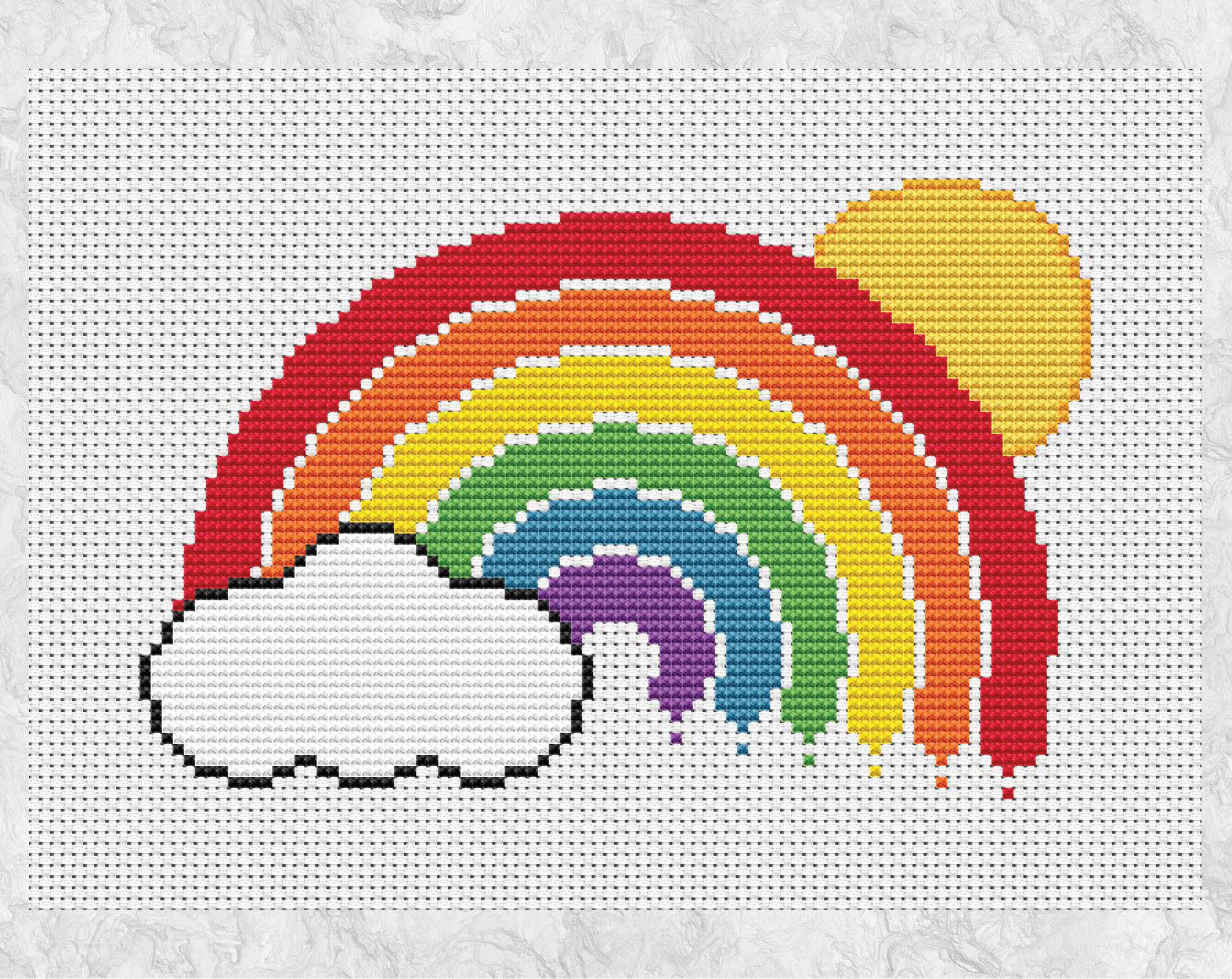 Rainbow Cross Stitch Pattern Fun Easy Rainbow Designs | Etsy