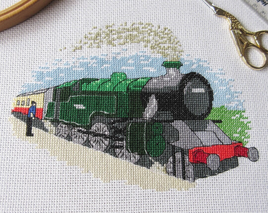 Steam Train Cross Stitch Pattern, Traditional Realistic Railway ...