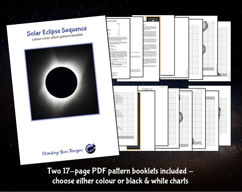 Solar Eclipse Sequence Cross Stitch Pattern - Accurate Astronomy Charts ...