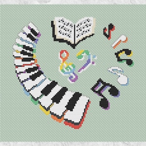 Piano Heart Cross Stitch Pattern, Music Xstitch Chart, Instant Download ...