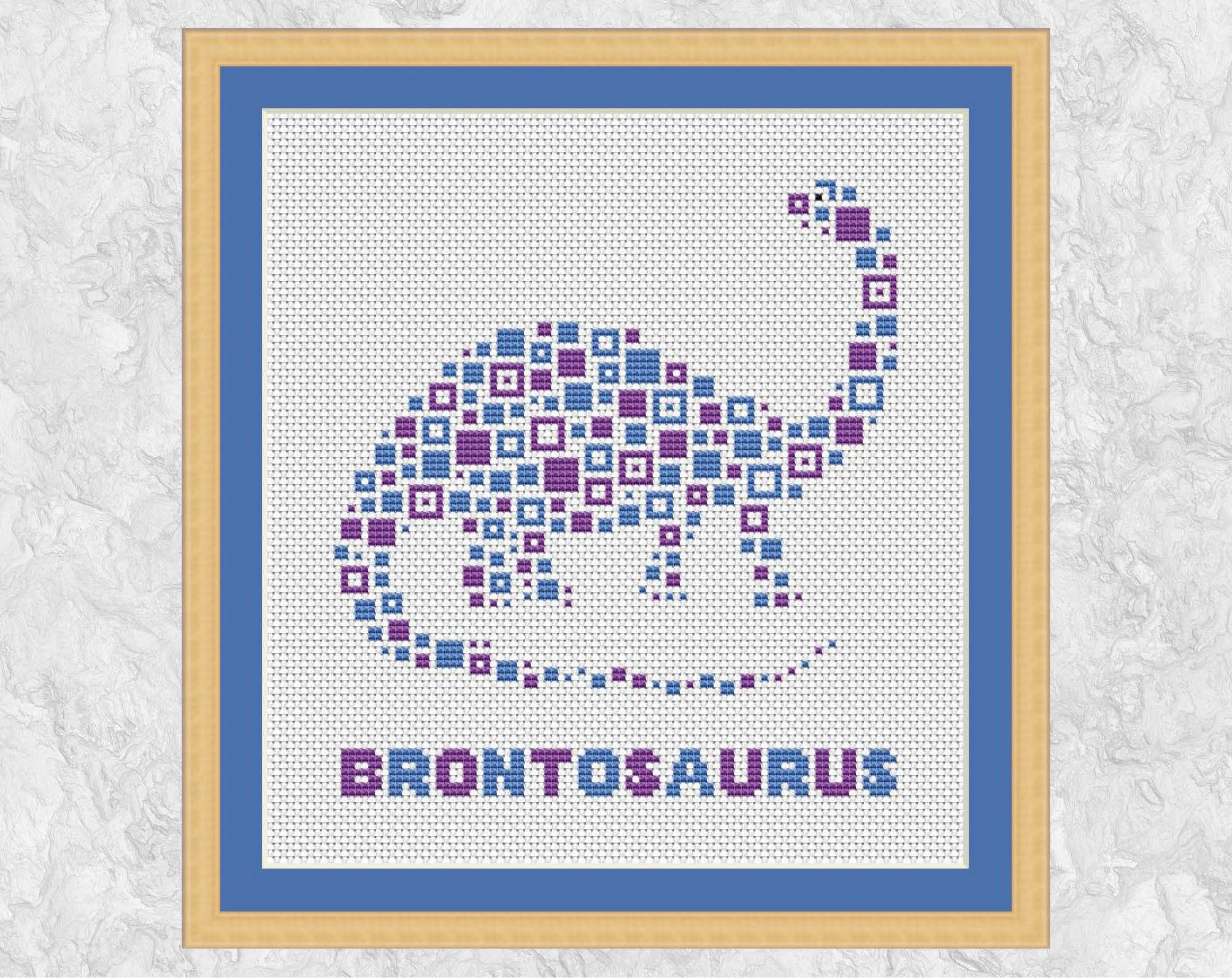 Dinosaur Cross Stitch Pattern Brontosaurus Easy Fun Design - Etsy