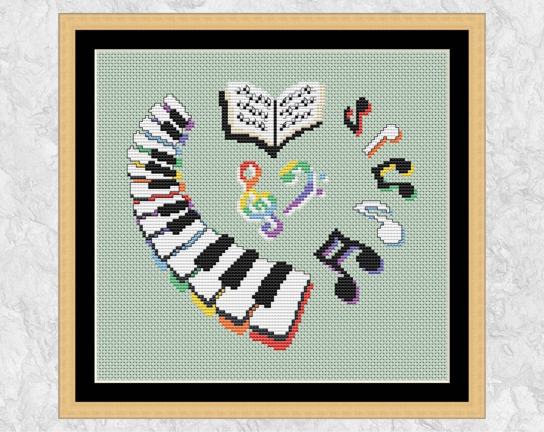 Piano Heart Cross Stitch Pattern, Music Xstitch Chart, Instant Download ...