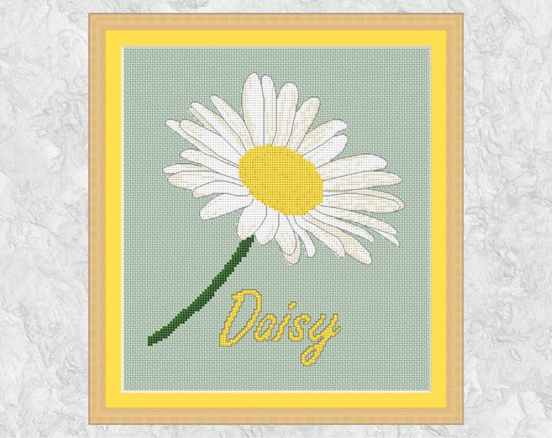 Daisy Cross Stitch Pattern PDF, Modern Flower Counted Cross Stitch ...