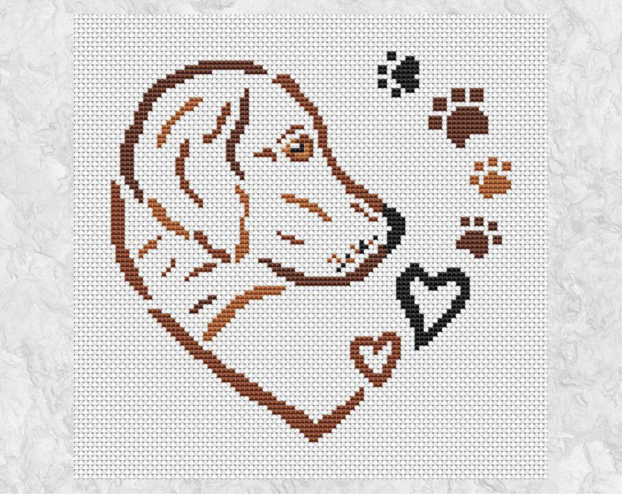 Dog Heart Cross Stitch Pattern Paw Prints Gift for Dog or - Etsy