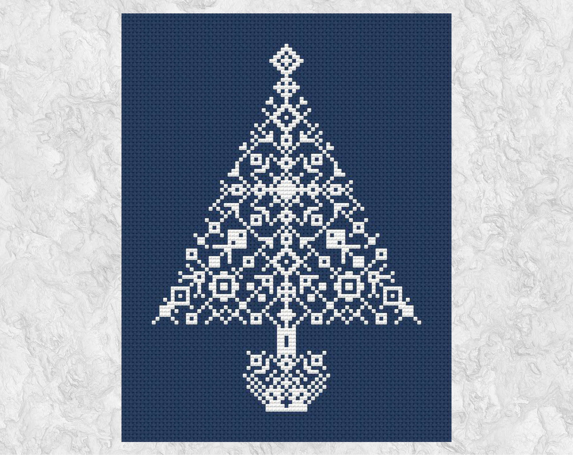 Snowflake Christmas Tree Cross Stitch Pattern, Modern Xmas Tree ...