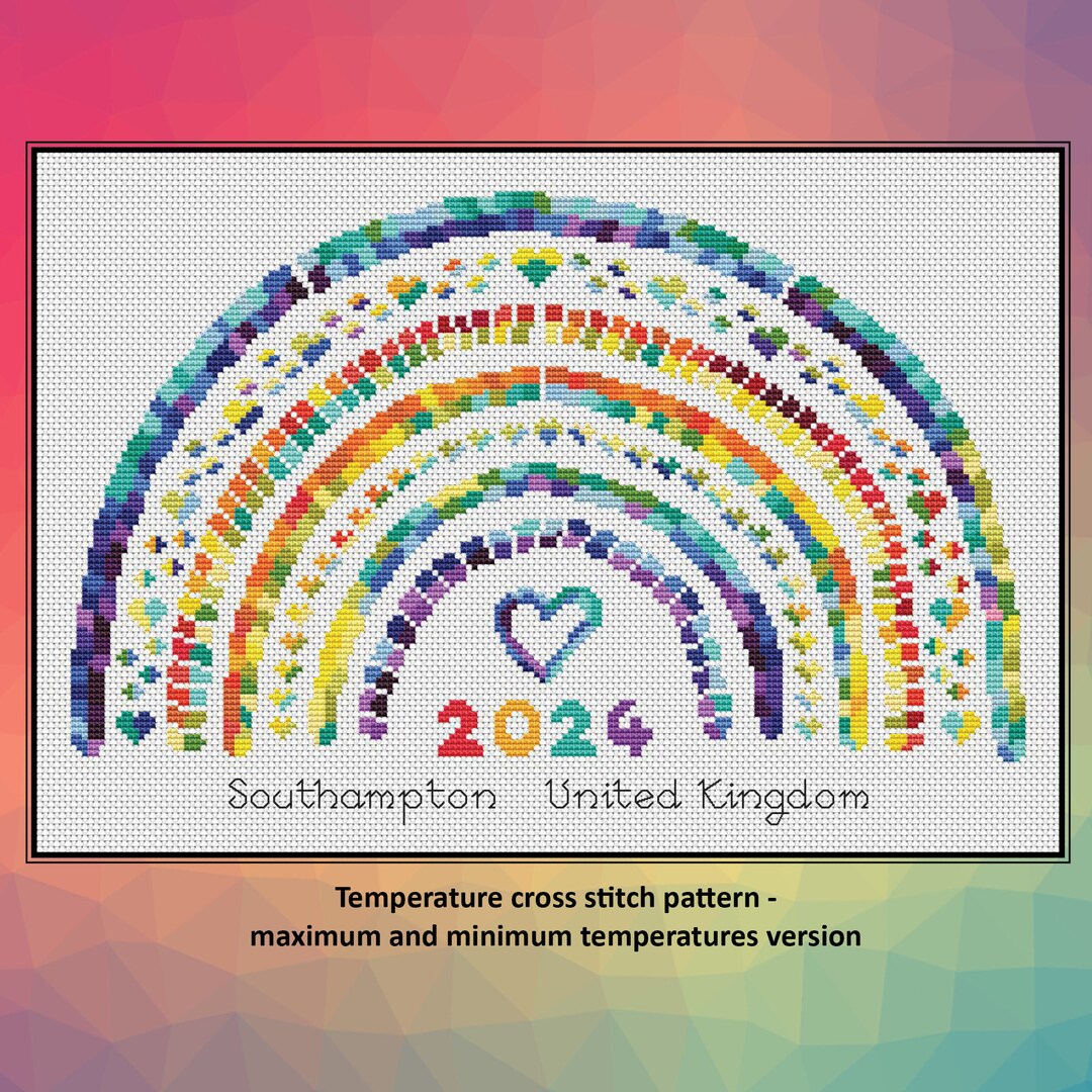 Temperature Cross Stitch Pattern Temperature Rainbow Maximum and Minimum Temperatures Version - Etsy