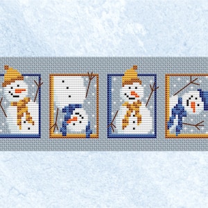 Set of Snowmen Cross Stitch Pattern - Stitch as a Single Picture or ...