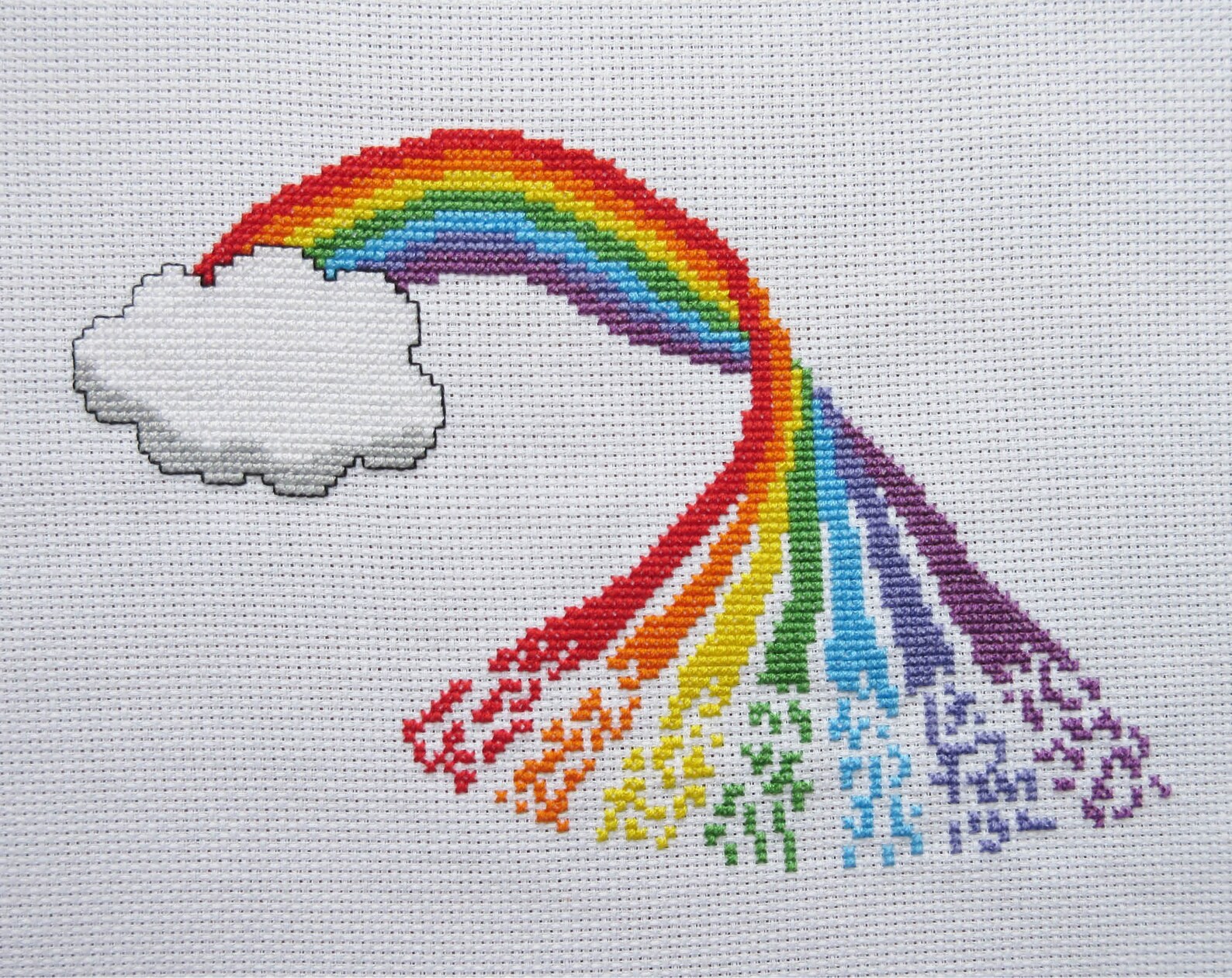 Rainbow cross stitch kit beginner modern embroidery kit | Etsy