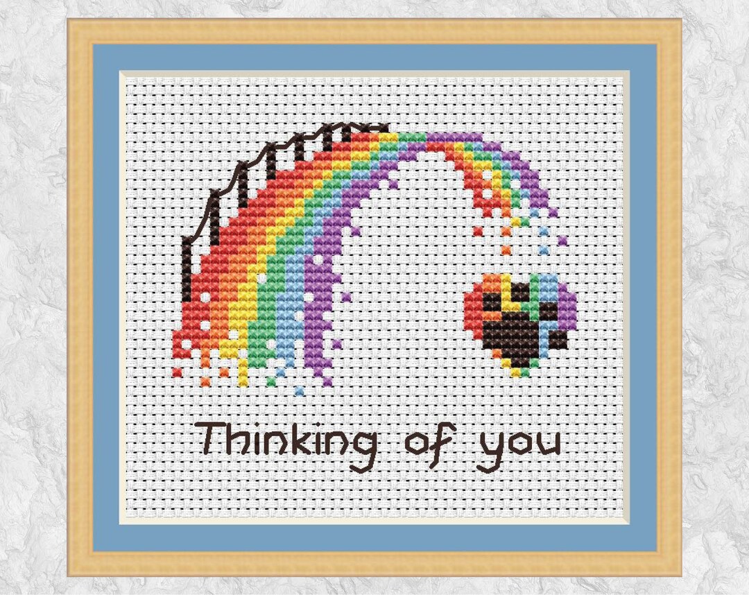 Rainbow Bridge Cross Stitch Pattern, Mini Pet Loss Cross Stitch, Dog ...