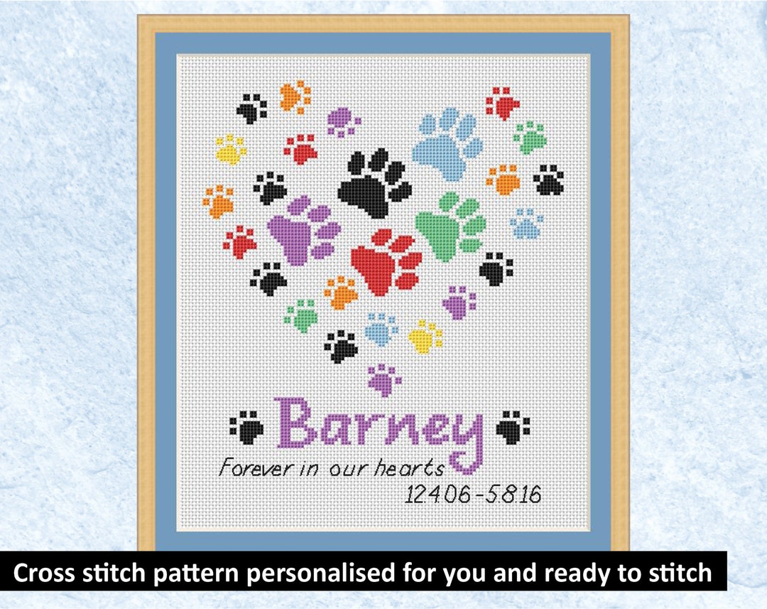 Pet Memorial Custom Cross Stitch Pattern, Personalised Rainbow Bridge ...