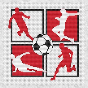 Football Cross Stitch Pattern, Soccer Players Silhouettes, Chart for ...