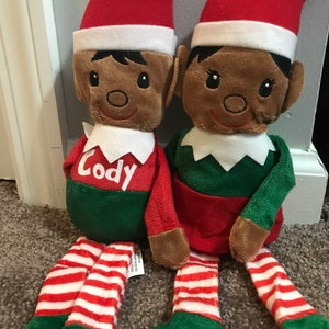 PERSONALIZED African American/hispanic CHRISTMAS ELVES **shelf-sitting ...