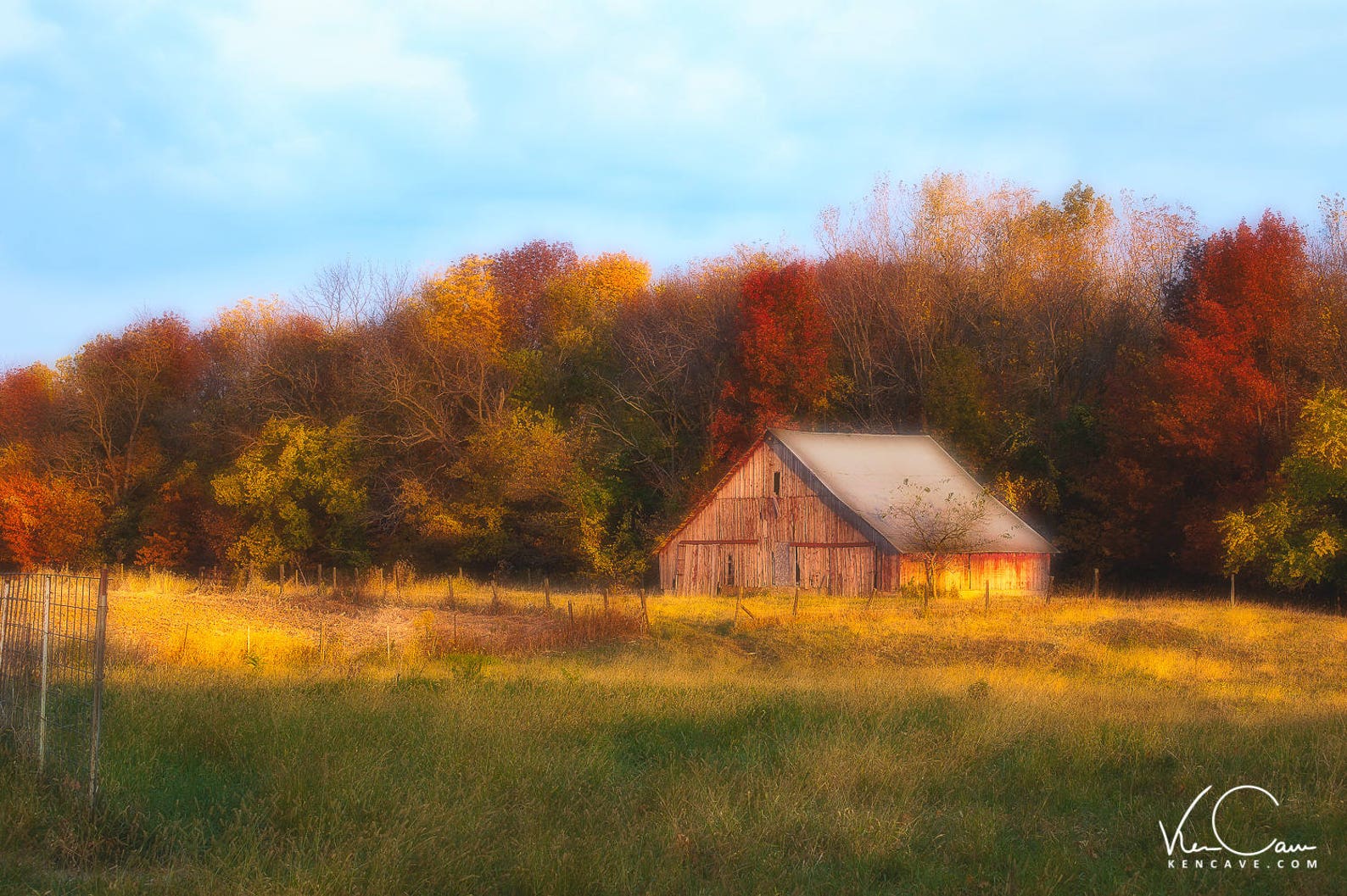 Rustic Barn Photo, Autumn Barn Print, Fall, Yellow, Blue, Autumn Farm ...