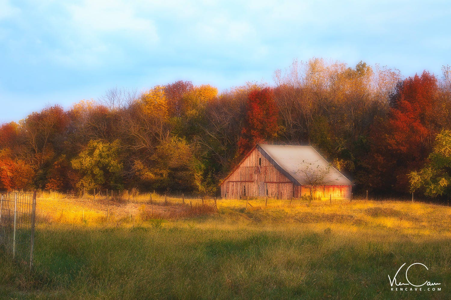 Rustic Barn Photo, Autumn Barn Print, Fall, Yellow, Blue, Autumn Farm ...