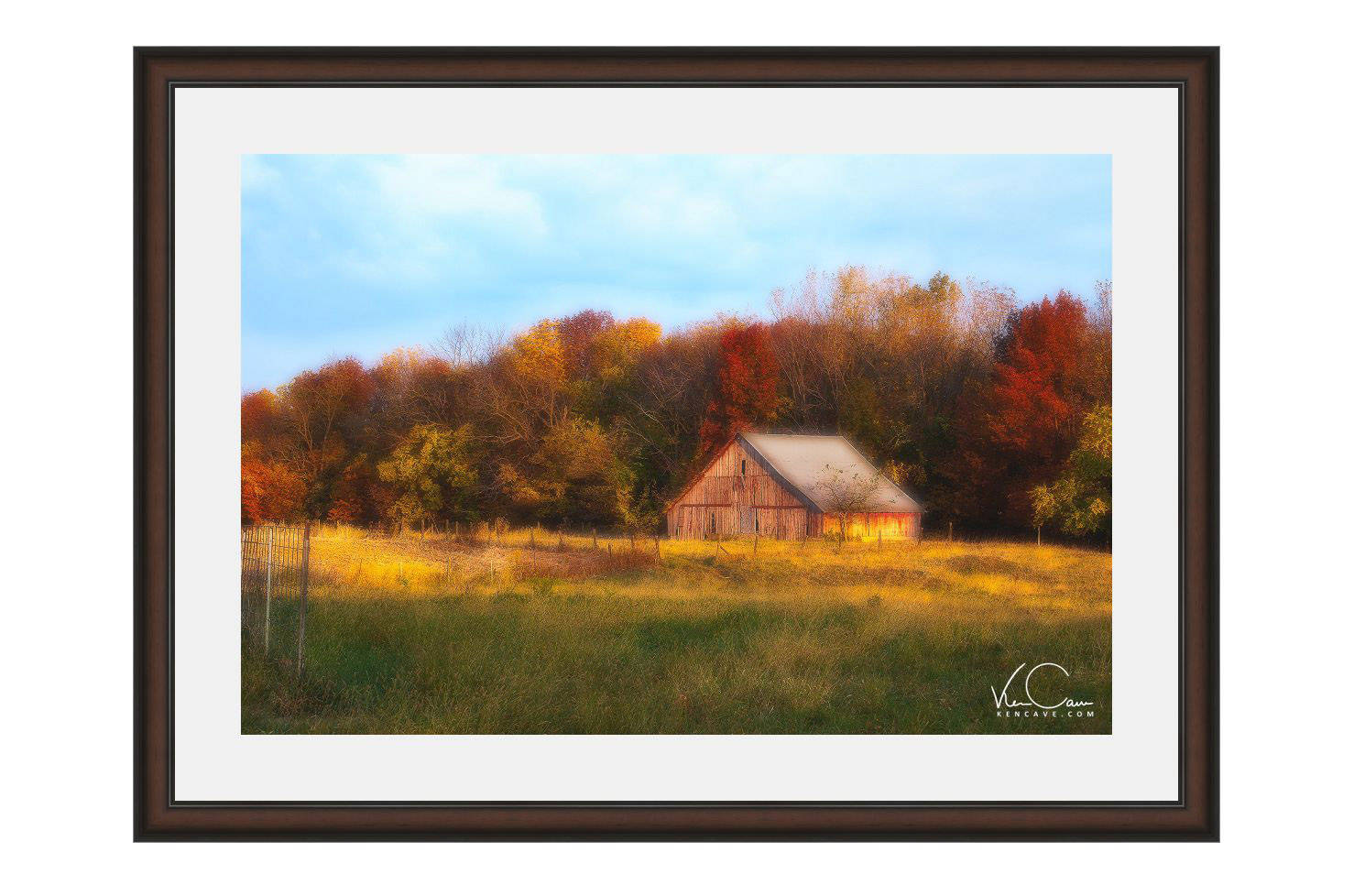 Rustic Barn Photo, Autumn Barn Print, Fall, Yellow, Blue, Autumn Farm ...
