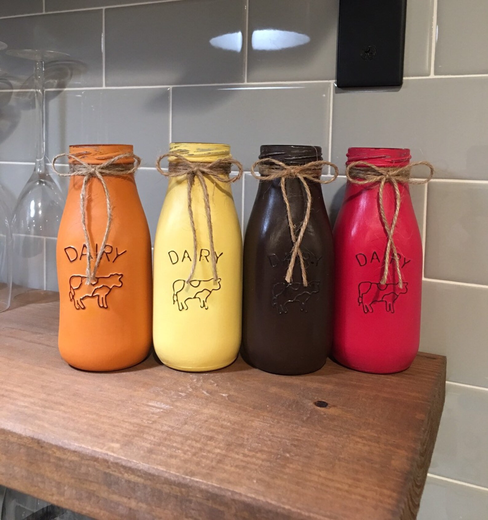 Set of 4 Fall Milk Bottles Fall Decor Rustic Home Decor | Etsy