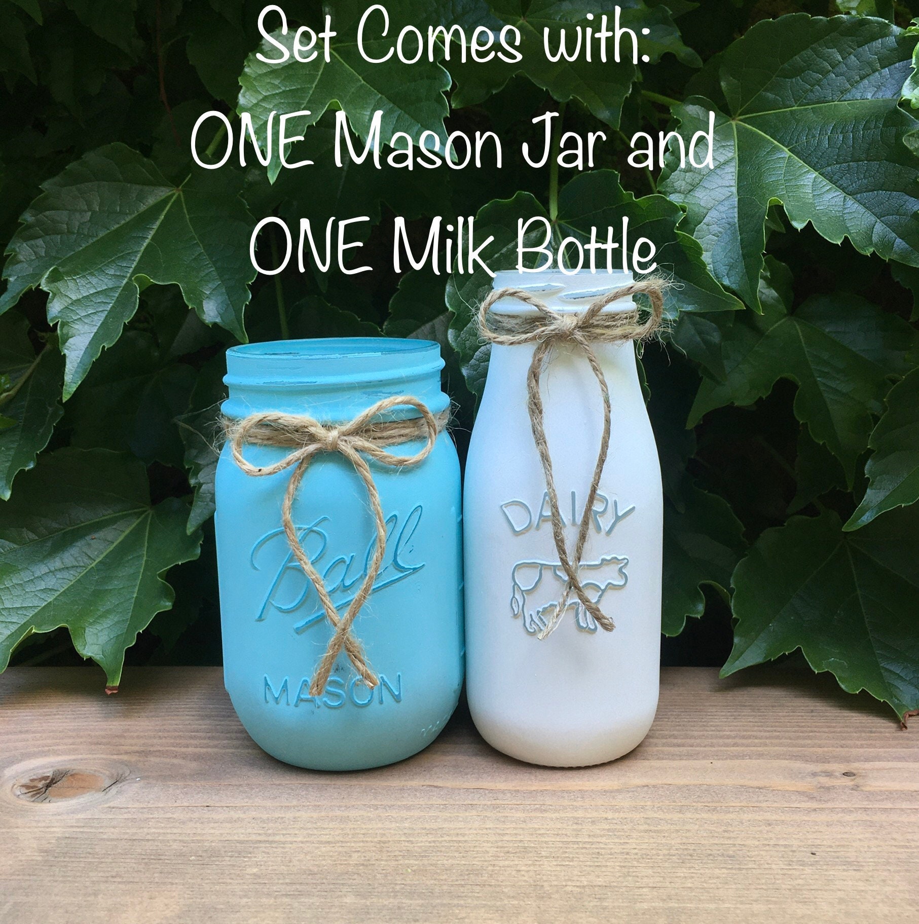 Set of Milk Bottle and Mason Jar Mason Jar Decor Wedding | Etsy