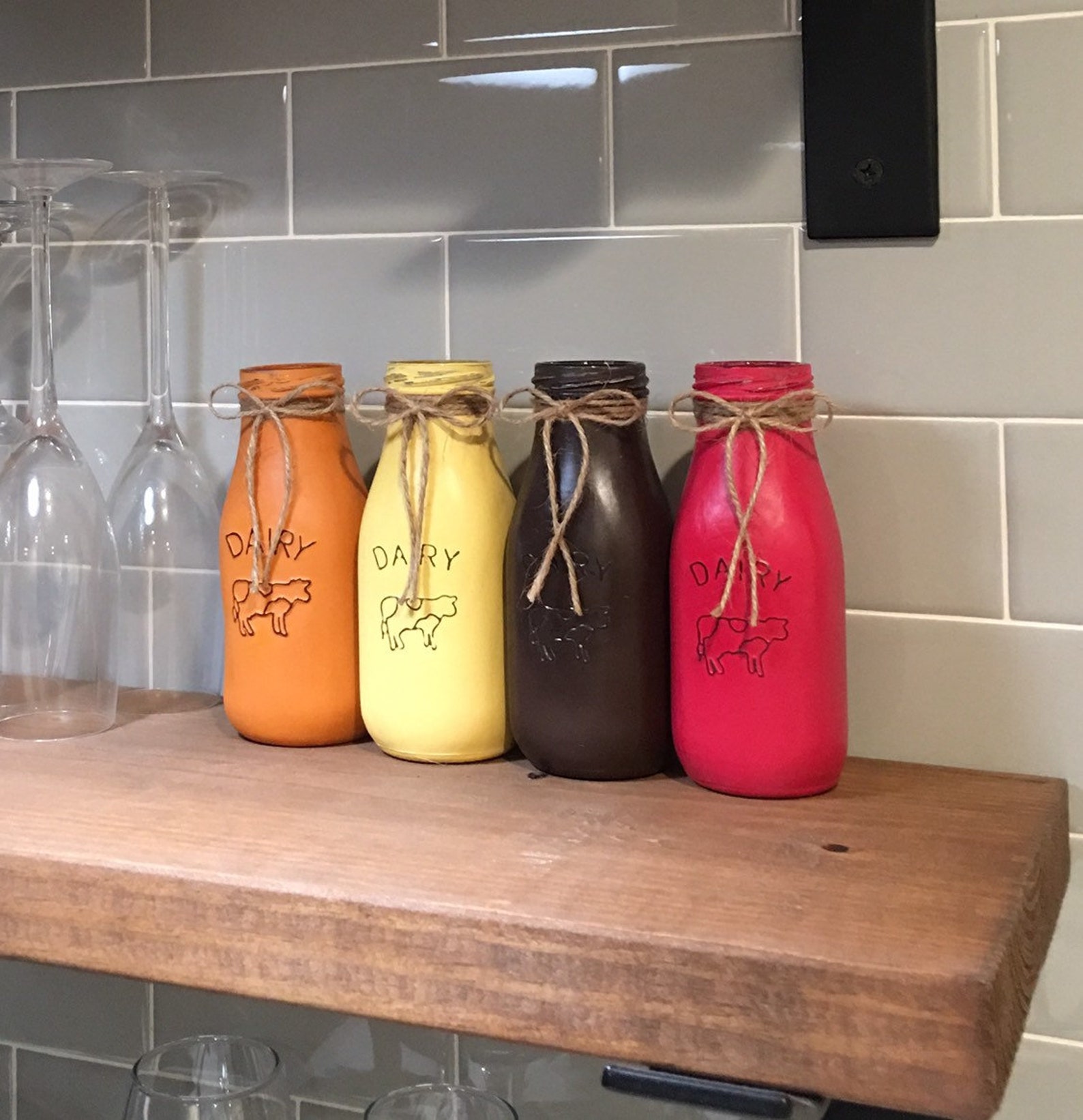 Set of 4 Fall Milk Bottles Fall Decor Rustic Home Decor | Etsy