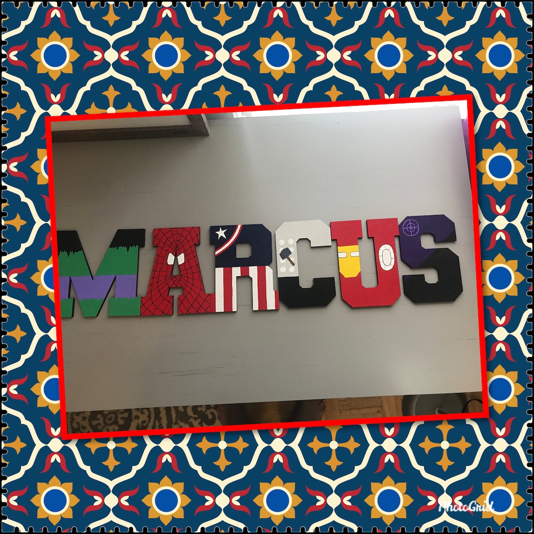 Custom Painted Avenger Theme Wooden Letters - Etsy